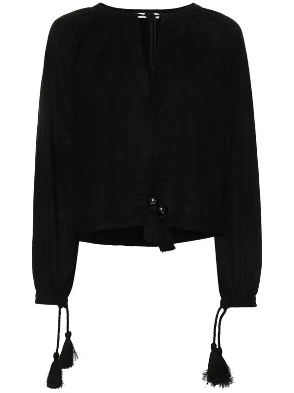 Max Mara Quirite Linen Tassel Blouse