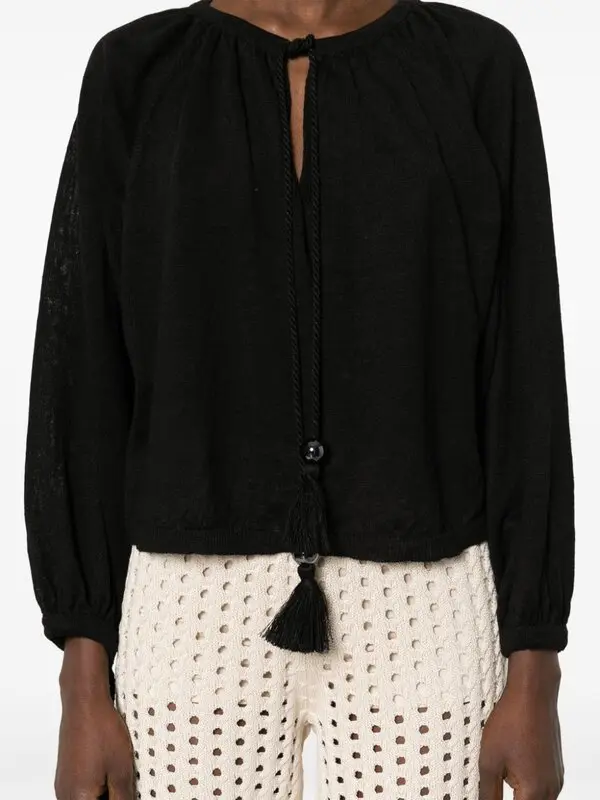 Max Mara Quirite Linen Tassel Blouse