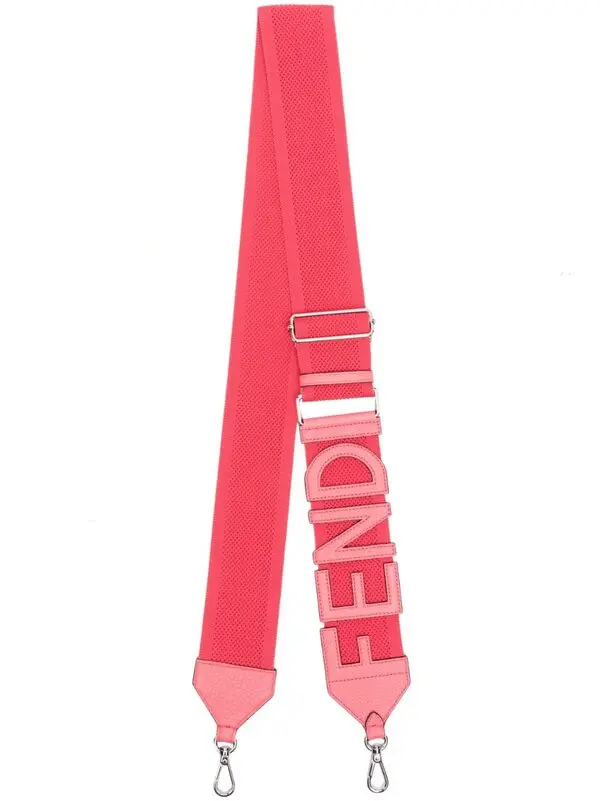 Fendi Embroidered Leather Shoulder Strap - Pink