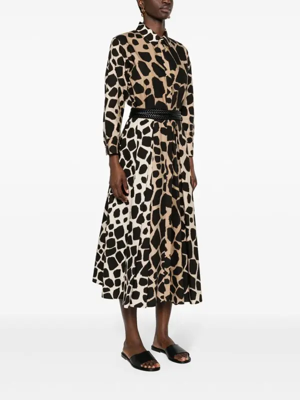 Max Mara Giraffe-print Flared Dress