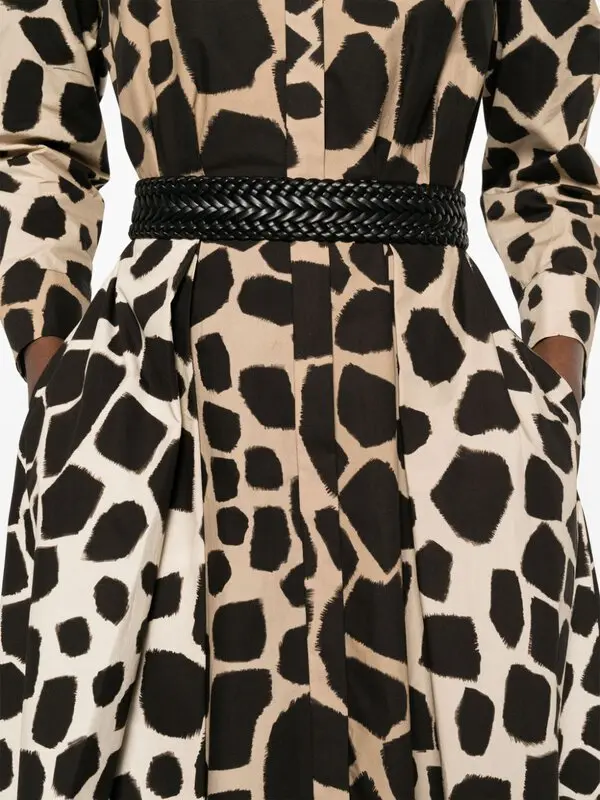 Max Mara Giraffe-print Flared Dress