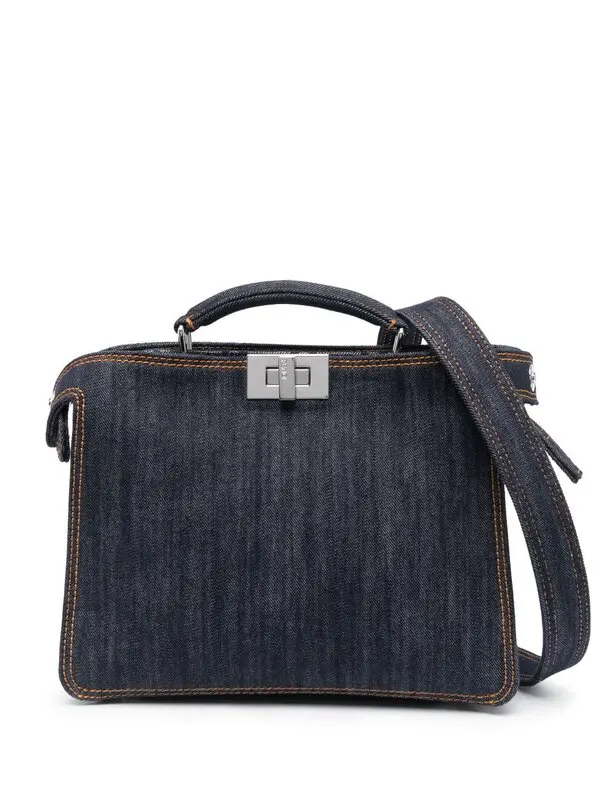 Fendi Denim Tote Bag With Contrast Stitching - Blue