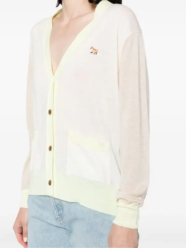 Maison Kitsuné Baby Fox-embroidered Wool Cardigan - White