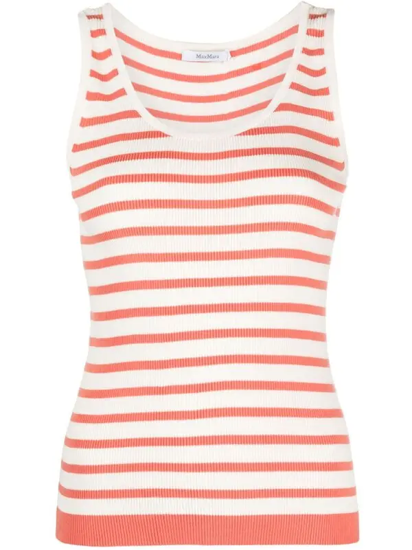 Max Mara Striped Knitted Tank Top - White