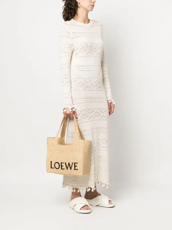 Loewe Embroidered-logo Raffia Tote - Neutrals