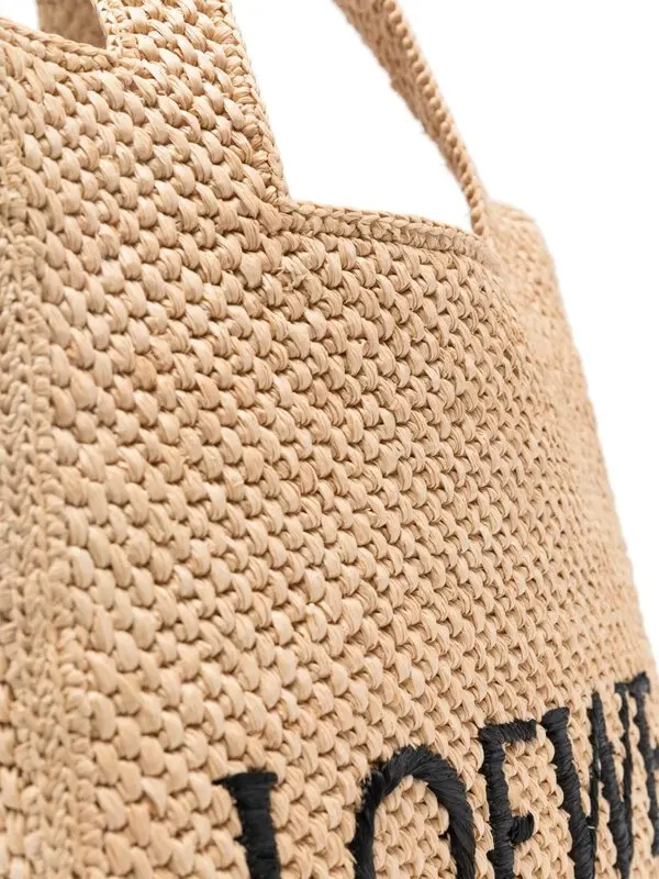 Loewe Embroidered-logo Raffia Tote - Neutrals