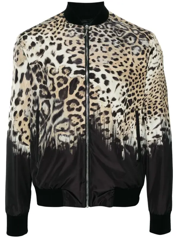 Roberto Cavalli Tiger Tooth Leopard-print Bomber Jacket
