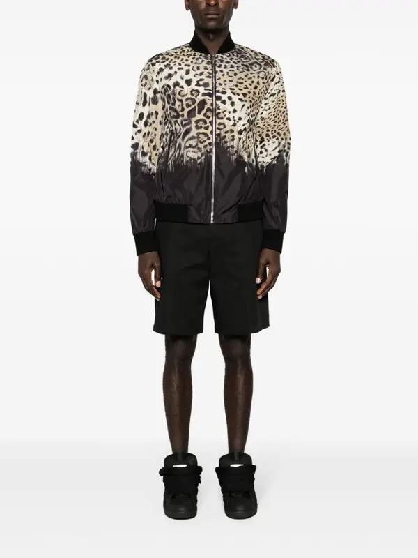 Roberto Cavalli Tiger Tooth Leopard-print Bomber Jacket