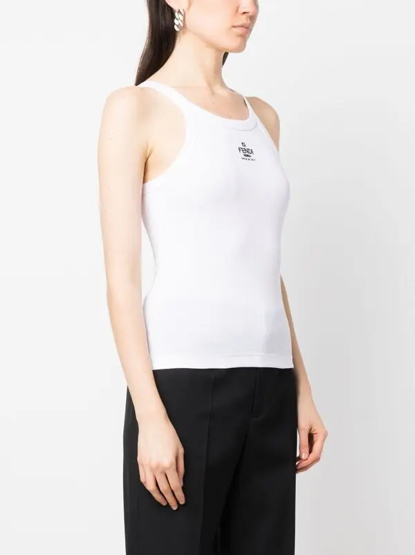 Fendi Logo-embroidered Vest Top - White
