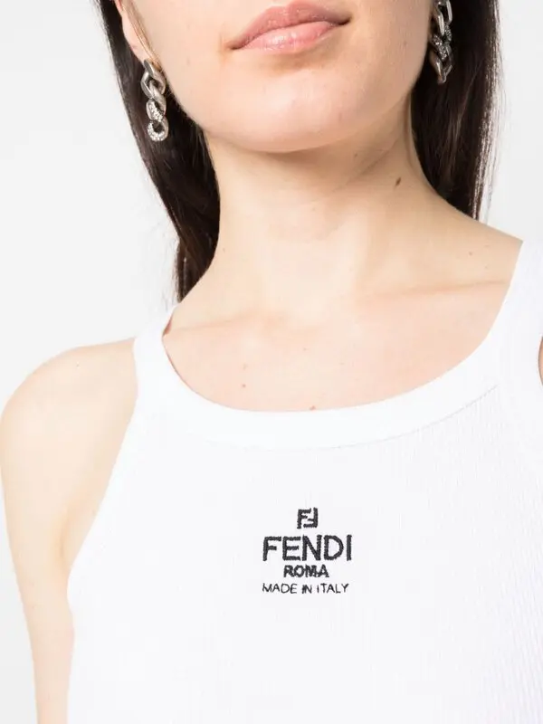 Fendi Logo-embroidered Vest Top - White