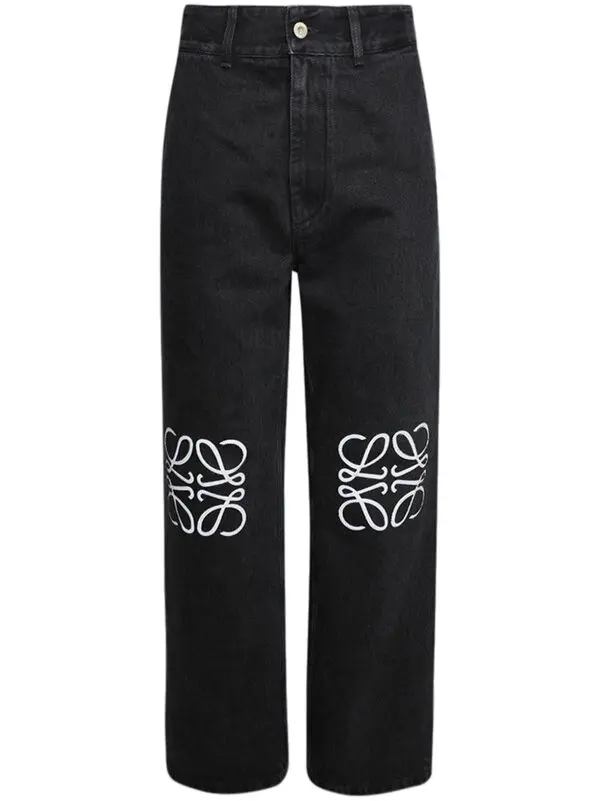 Loewe Anagram Print Wide-leg Jeans - Black