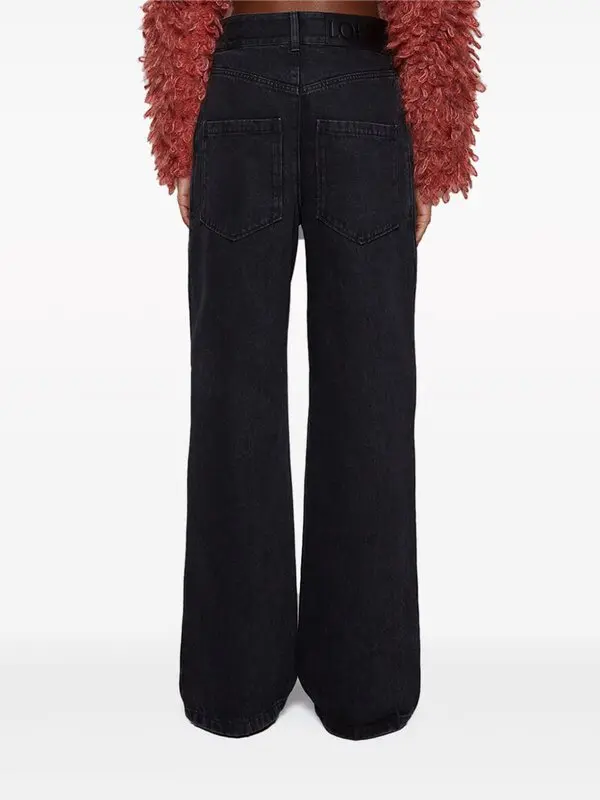 Loewe Anagram Print Wide-leg Jeans - Black