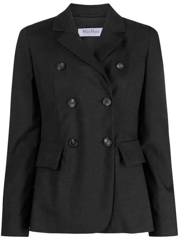 Max Mara Virgin Wool Double-breasted Blazer - Grey