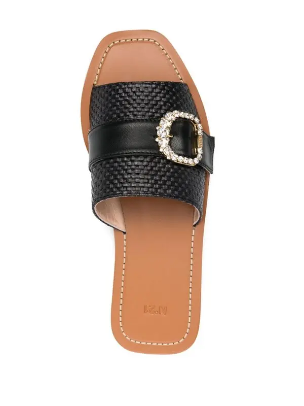 N°21 Crystal-embellished Woven Slides