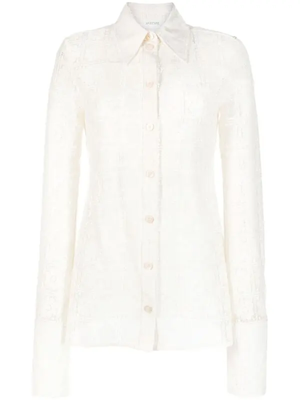 Sportmax Sava Floral-lace Fitted Shirt - Neutrals