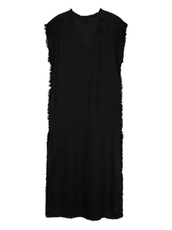 P.a.r.o.s.h Frayed Linen Midi Dress