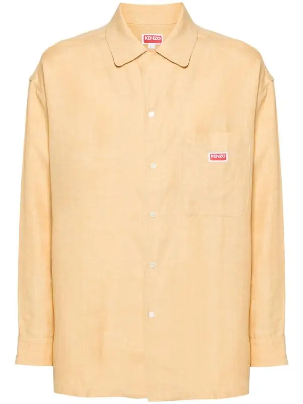 Kenzo Logo-appliqué Linen Oversized Shirt