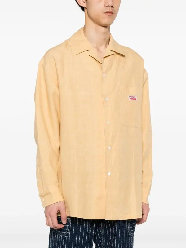 Kenzo Logo-appliqué Linen Oversized Shirt