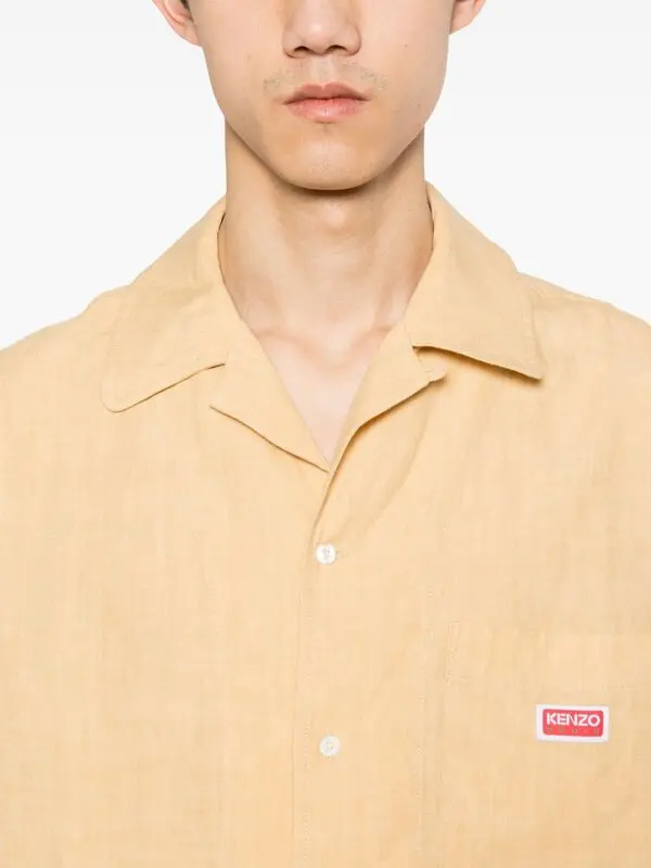 Kenzo Logo-appliqué Linen Oversized Shirt
