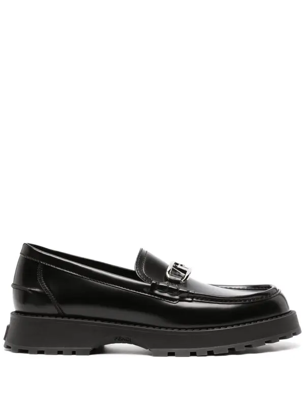 FENDI FF logo-plaque leather loafers size 11 Fendi Men main image 4