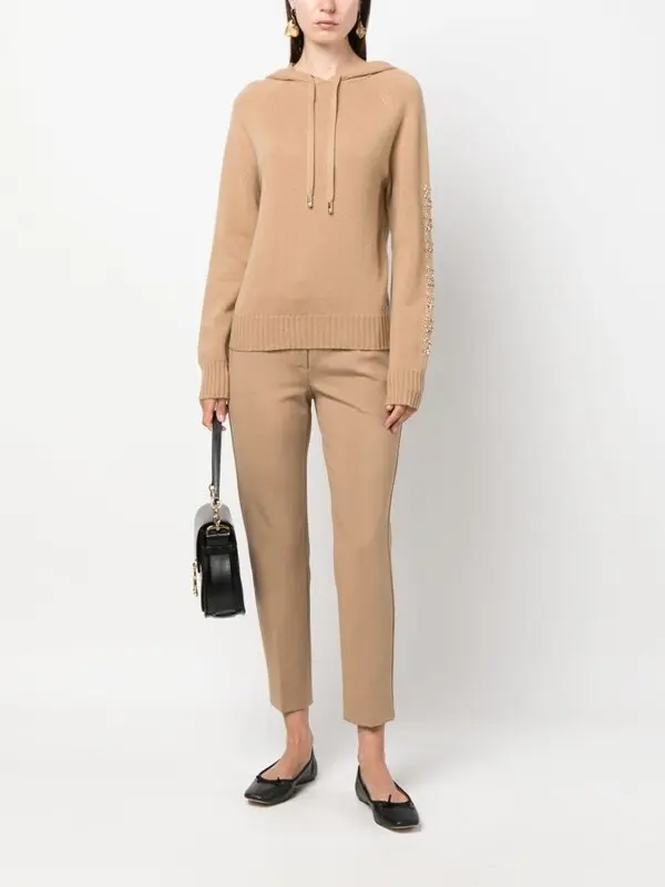 Max Mara Crystal-embellished Knitted Hoodie - Neutrals