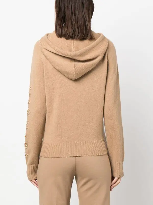 Max Mara Crystal-embellished Knitted Hoodie - Neutrals