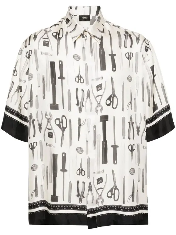 Fendi Graphic-print Silk Shirt