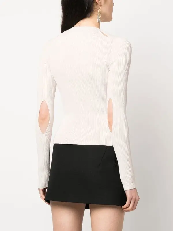 Fendi Ribbed-knit Cotton-blend Cardigan - Neutrals