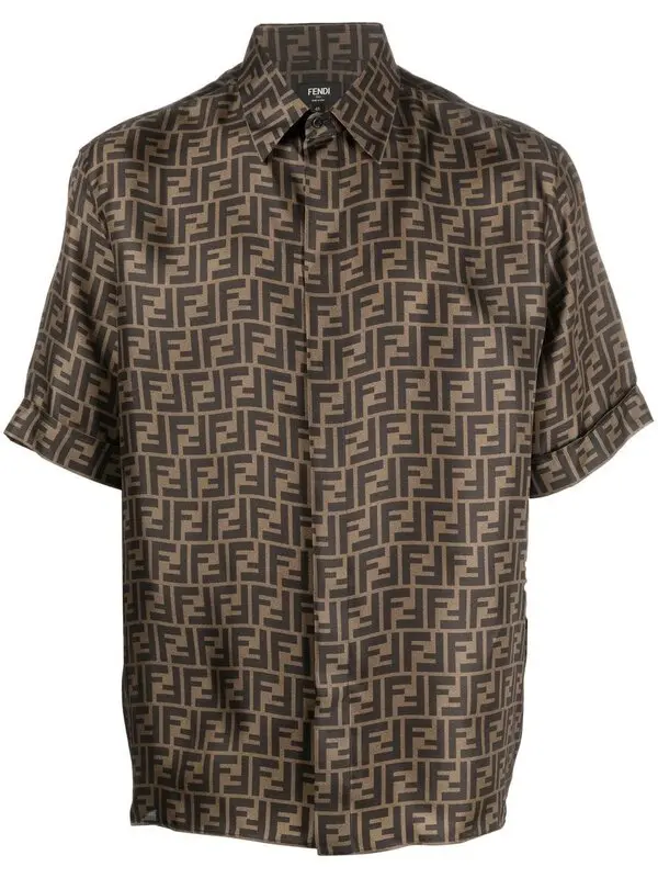 Fendi Ff-logo Print Silk Shirt