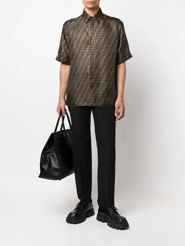 Fendi Ff-logo Print Silk Shirt