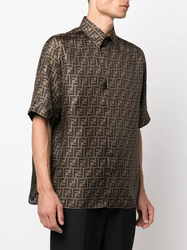 Fendi Ff-logo Print Silk Shirt