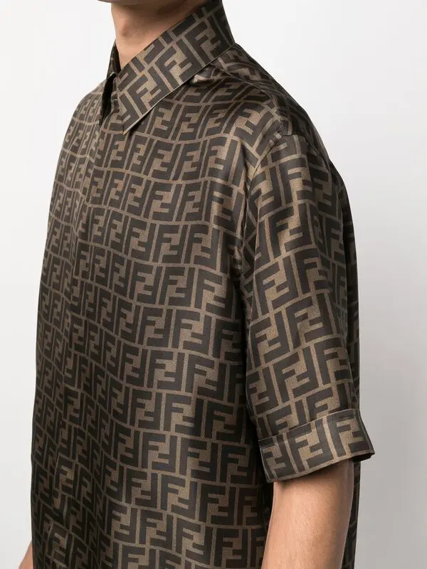 Fendi Ff-logo Print Silk Shirt