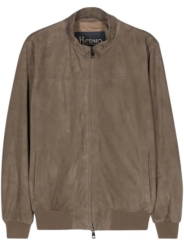 Herno Panelled Leather Jacket - Brown