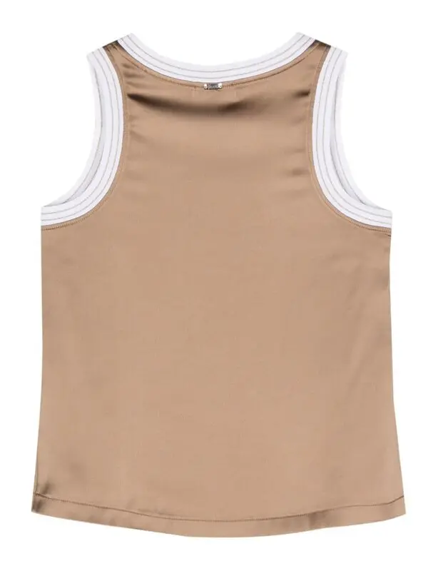 Herno Sleeveless Satin Finish Top With Metallic Threading