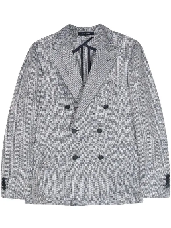 Tagliatore Double-breasted Herringbone-pattern Blazer