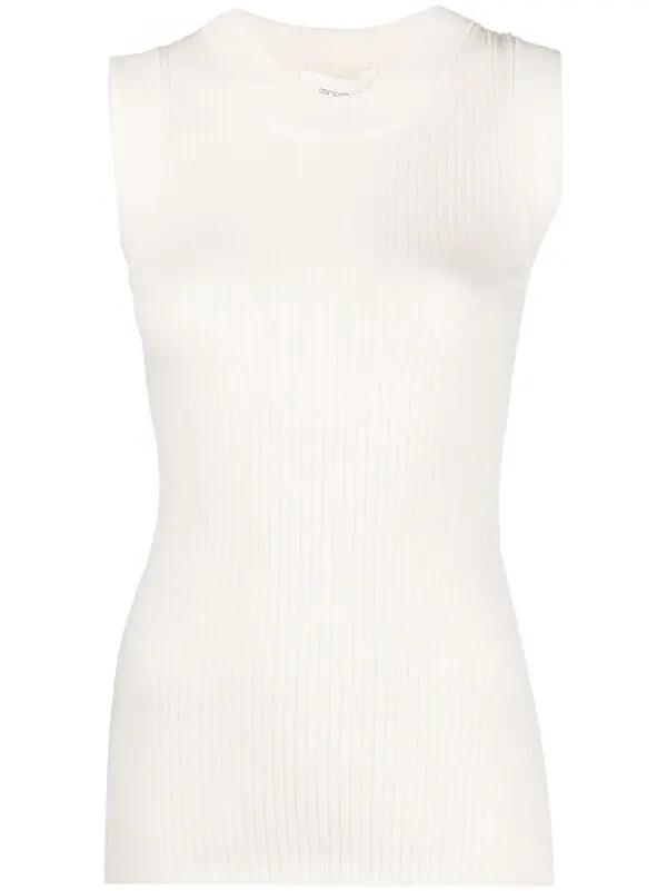 Sportmax Ribbed Knit Sleeveless Top - White