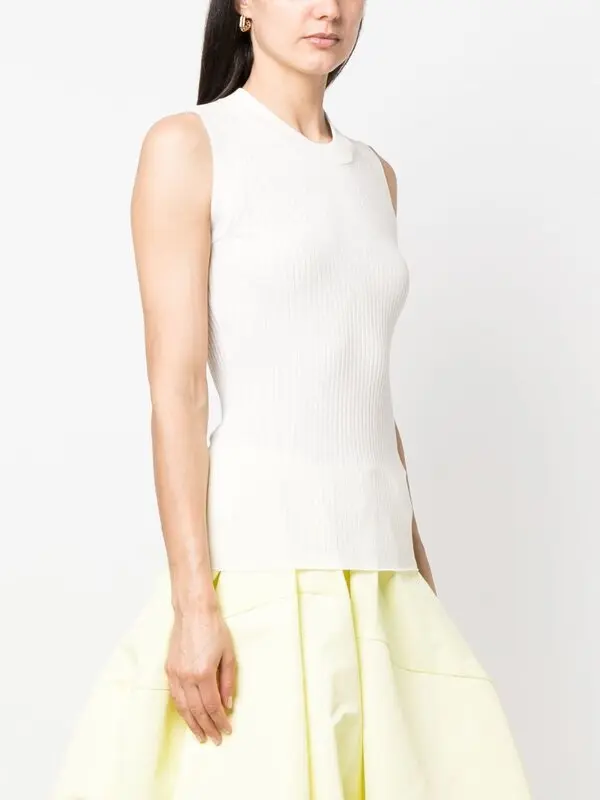 Sportmax Ribbed Knit Sleeveless Top - White