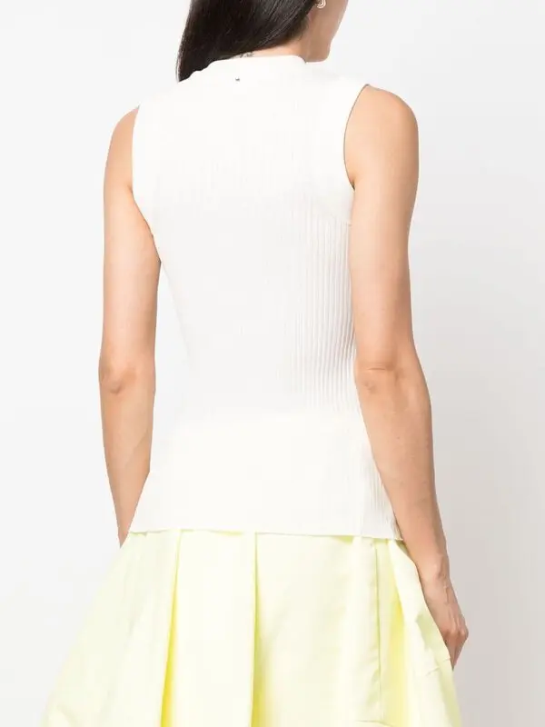 Sportmax Ribbed Knit Sleeveless Top - White