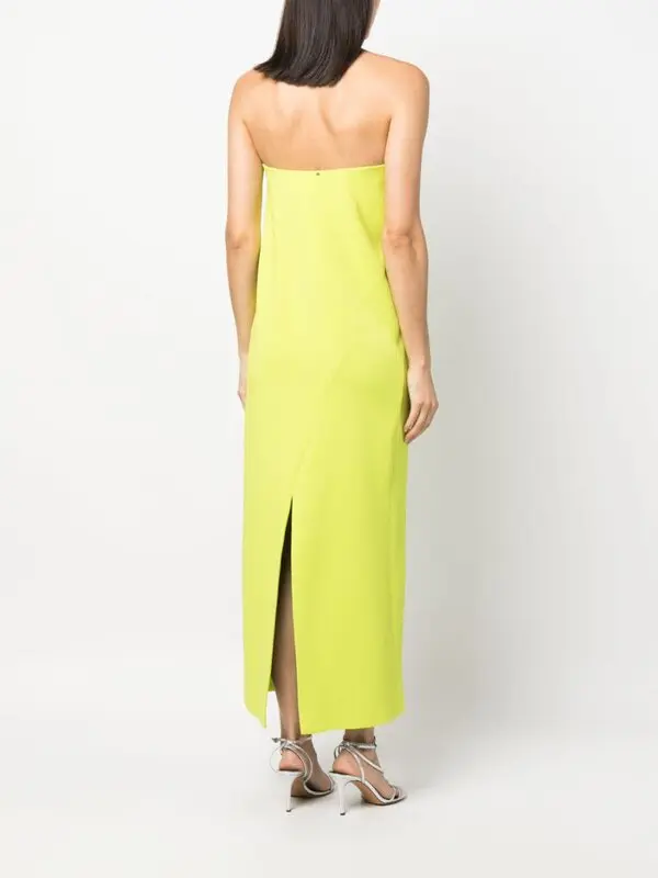 asymmetrical lime green maxi dress Asymmetric Cut-Out Halterneck Midaxi Dress in Lime Green