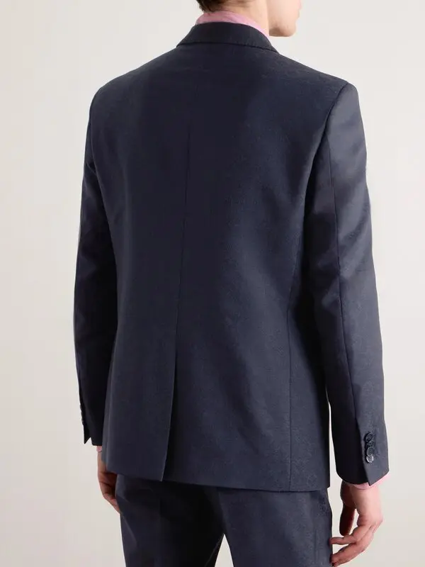Etro Double-breasted Felt-trimmed Wool-jacquard Suit Jacket