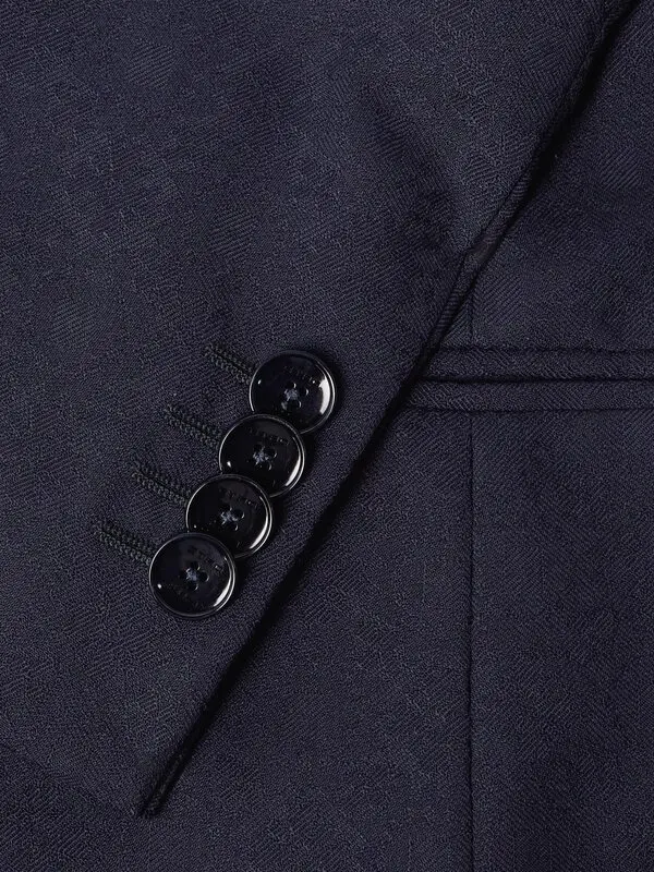 Etro Double-breasted Felt-trimmed Wool-jacquard Suit Jacket