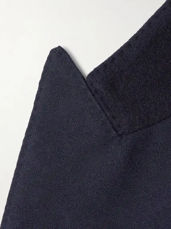 Etro Double-breasted Felt-trimmed Wool-jacquard Suit Jacket