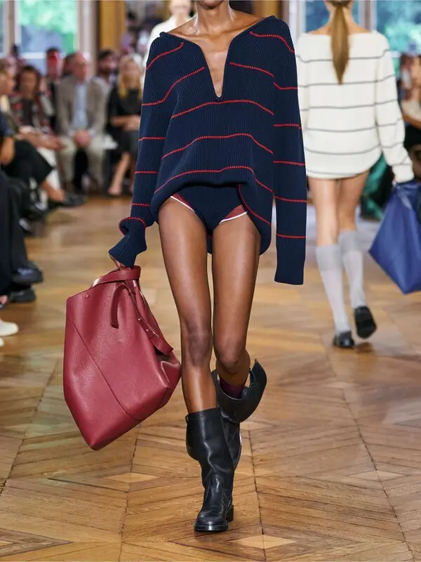Victoria Beckham Striped Ribbed Cotton-blend Mini Dress