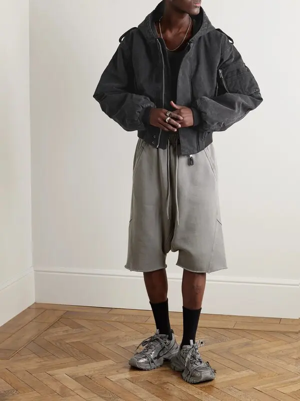 Entire Studios W2 Padded Washed Cotton-Canvas Hooded Bomber Jacket
