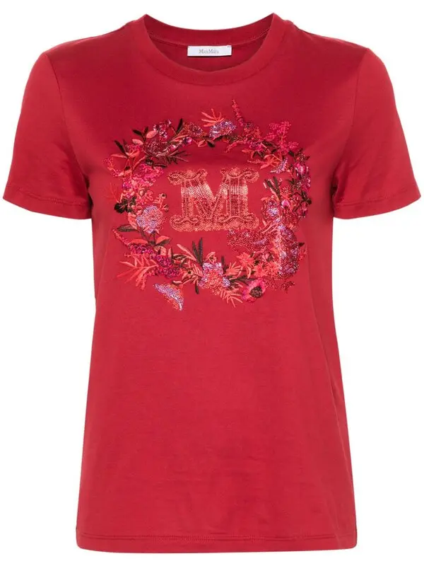 Max Mara Sequin-embellished T-shirt - Red