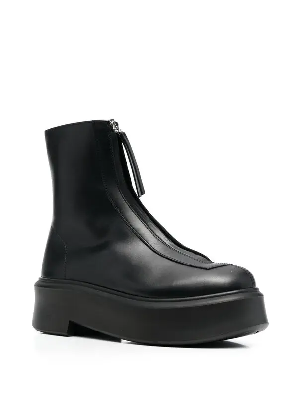 THE ROW Zipped Ankle Boots - Black