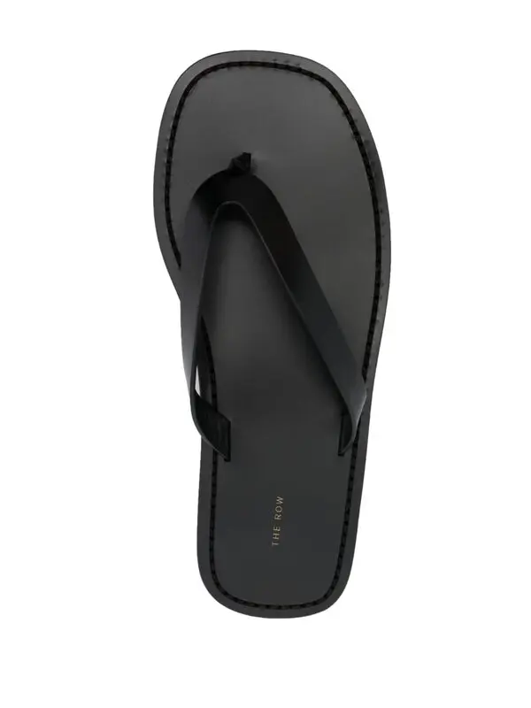 THE ROW Thong-strap Leather Flip Flops - Black