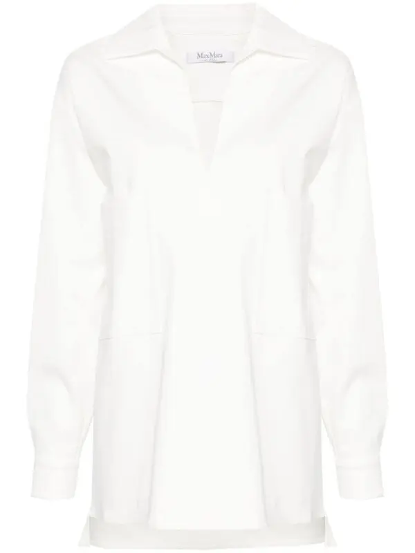 Max Mara Gabardine Weave V-neck Shirt