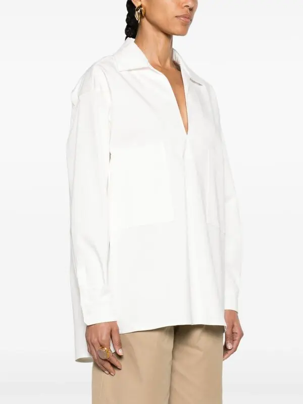 Max Mara Gabardine Weave V-neck Shirt