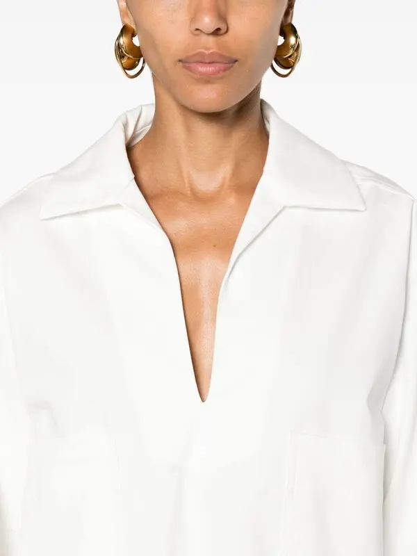 Max Mara Gabardine Weave V-neck Shirt